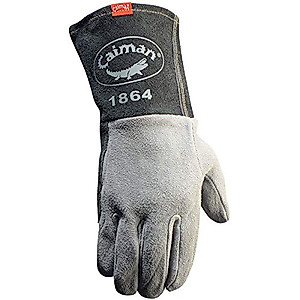 Caiman Premium Split Deerskin TIG Welding Gloves, 4-inch Cuff, Unlined, Kevlar, Kontour, Gray, X-Large (1864-6)