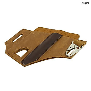 Atqana Multitool Sheath for Belt - EDC Pocket Organizer | Leatherman Holster | Leather Multitool Pouch with Pen Holder, Flashlight Sheath and Key Fob Clip | Handmade Leather EDC Organizer (Brown)