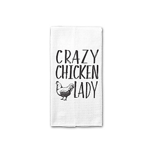 CANARY ROAD Crazy Chicken Lady Towel, Chicken Mom, Chicken Gift, Chicken Lady, Chicken Farmer Gift, Backyard Farmer Gift, Kitchen Towel