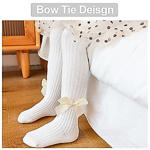 ACTLATI 2-8T Girls Tights Toddler Knit Cotton Leggings 3 Pairs of Baby Girl Stockings Girls Winter Pantyhose Pants