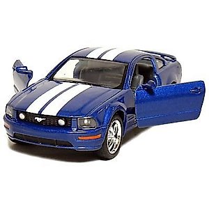 KiNSMART 2006 Ford Mustang GT Hardtop 1/38 Scale Diecast Car (Stripe Blue)