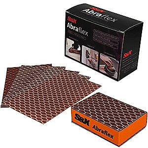 S&X Sanding Sponge Set 6-Pack of Hook and Loop Sandpaper Interchangeable 6 Assorted Grits - Wet and Dry, Anti-Clogging, Durable (6)