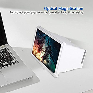 Lazmin112 Mobile Phone Screen Magnifier, 12 inches 3 Times Zooming Phone Screen Magnifier Holder Optical Magnification Cellphone Magnifier for Movies, Videos(White)