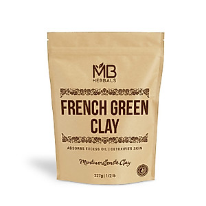 MB Herbals French Green Clay 8 oz | 0.5 lb / 227 Gram | 100% Pure Montmorillonite Clay | Absorbs Excess Oil | Detoxifies Skin | Recommended For Oily Skin | No Chemical Preservatives