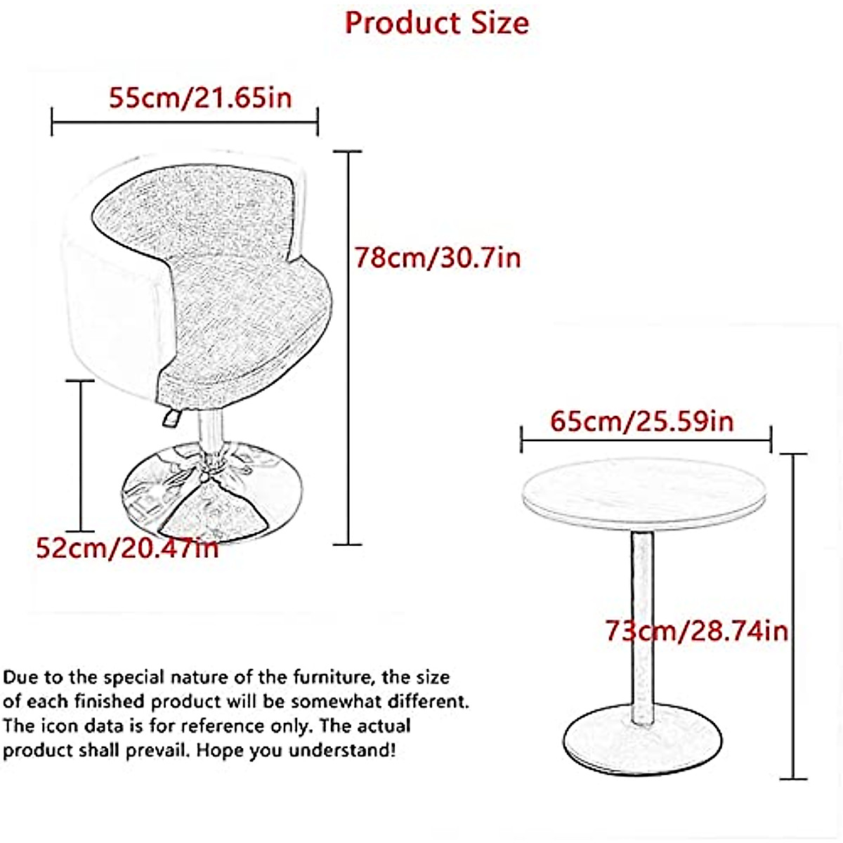 Conference Reception Room Coffee Table with Chair, Dining Room Furniture Chair Lift Cloth 65cm Round Table Cafe Balcony Hotel European Modern Office (Color : Gray White) (Color : Blue White) (Green Wh