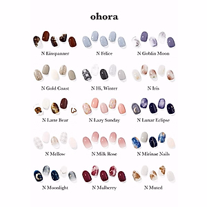ohora Semi Cured Gel Nail Strips (N Afternoon Garden) - Works with Any Nail Lamps, Salon-Quality, Long Lasting, Easy to Apply & Remove - Includes 2 Prep Pads, Nail File & Wooden Stick