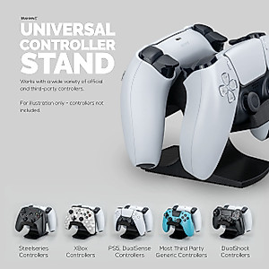 BRAINWAVZ Dual Game Controller Desktop Holder Stand - Universal Design for Xbox ONE, PS5, PS4, PC, Steelseries, Steam & More, Reduce Clutter UGDS-03 (Black)