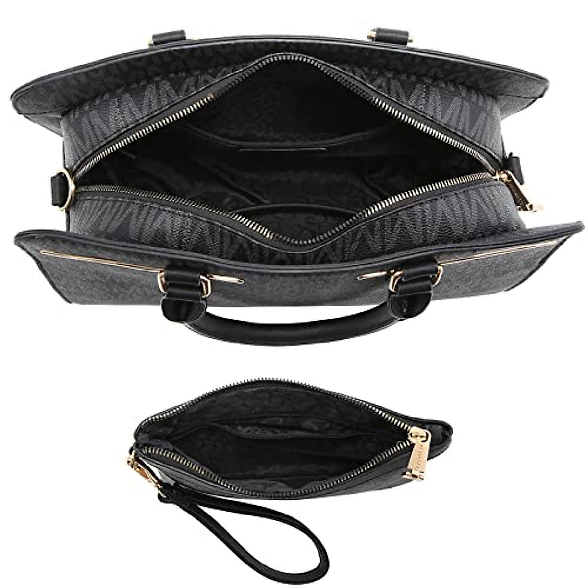 MKP Women Satchel Handbags Shoulder Purses Totes Top Handle Work Bags with Matching Wristlet Wallet (Black)