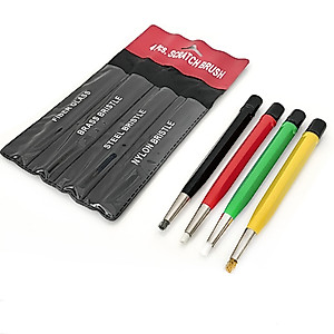 Fiberglass Pen Scratch Brush Set - Jewelry Cleaning Brush with Steel, Brass, Nylon, Fiberglass Tips for Corrosion Remover and Rust, Jewelry, Electrical Circuit Boards and Auto Body Work