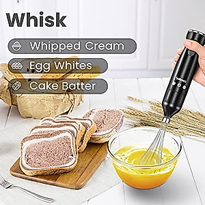 COMFEE' Immersion Hand Blender, Brushed Stainless Steel, 2-Speed, Multipurpose Stick Blender with 200 Watts, 600ml Mixing Beaker and Whisk, Perfect for Baby Food, Smoothies, Sauces and Soups, Black