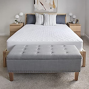 Sealy Luxury Cotton Top Fitted Mattress Pad, Queen White