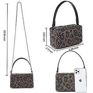 Beilaidisi Sparkling Crystal Leopard Evening Clutches Bling Rheinstone Chain Bag for Pary Wedding Date