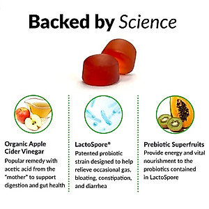 ProbioSlim Apple Cider Vinegar Gummies with Organic Apple Cider Vinegar and LactoSpore Probiotics and Prebiotics to Support Digestion, Metabolism, and Immune Health, 120 Count (Pack of 1)