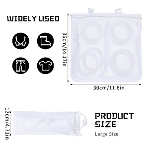 Shoes Washing Machine Bag for Men Size, Double Mesh Sneaker Cleaning Bag Fits Sneaker Up to Size 14, Shoe Laundry Bag for Gym Shoes, Slipper, Flat Shoes (14.5 x 12 x 6 inch) (L-Up to Size 14)