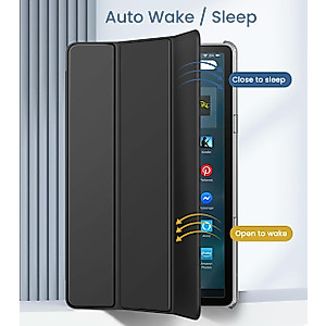 MoKo Case Fits Amazon Kindle Fire Max 11 Tablet (13th Generation, 2023 Release) 11" - Slim PU Leather Trifold Stand Cover for Fire 11 Tablet Frosted Hard Back Shell with Auto Wake/Sleep, Black