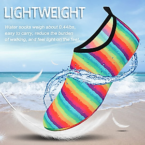 ANLUKE Water Shoes Barefoot Aqua Yoga Socks Quick-Dry Beach Swim Surf Shoes for Women Men Stripe/Rainbow 38/39