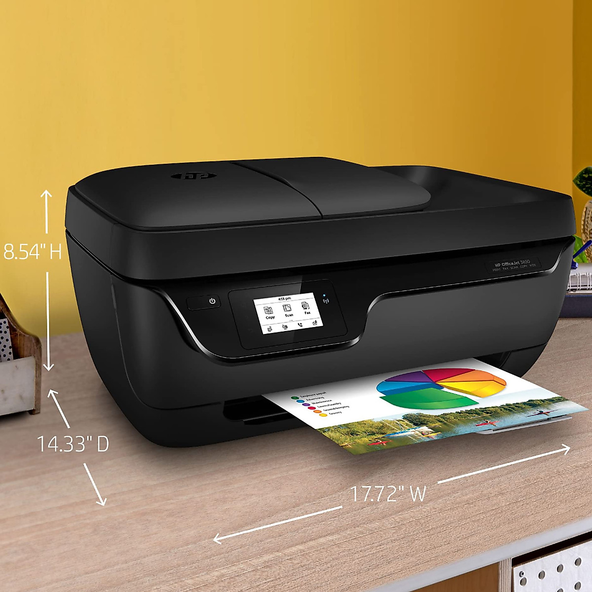 HP OfficeJet 3830 All-in-One Wireless Color Inkjet Printer - Print Scan Copy Fax - 2.2" Touchscreen, 20 ppm, 4800 x 1200 dpi, 35-Sheet ADF, Manual Duplex Printing, 4 x 6 Photo, Tillsiy