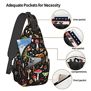 Chiweiyang Mushroom Gifts Sling Backpack,Mushroom Gifts Crossbody Bag For Women Men Sling Bag Travel Hiking Shoulder Chest Bag Daypack Unisex