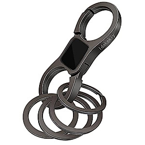 Idakekiy Key Chain Quick Release Spring with 4 Key Rings Heavy Duty Car Keychain Organizer for Men and Women (Dary Grey)