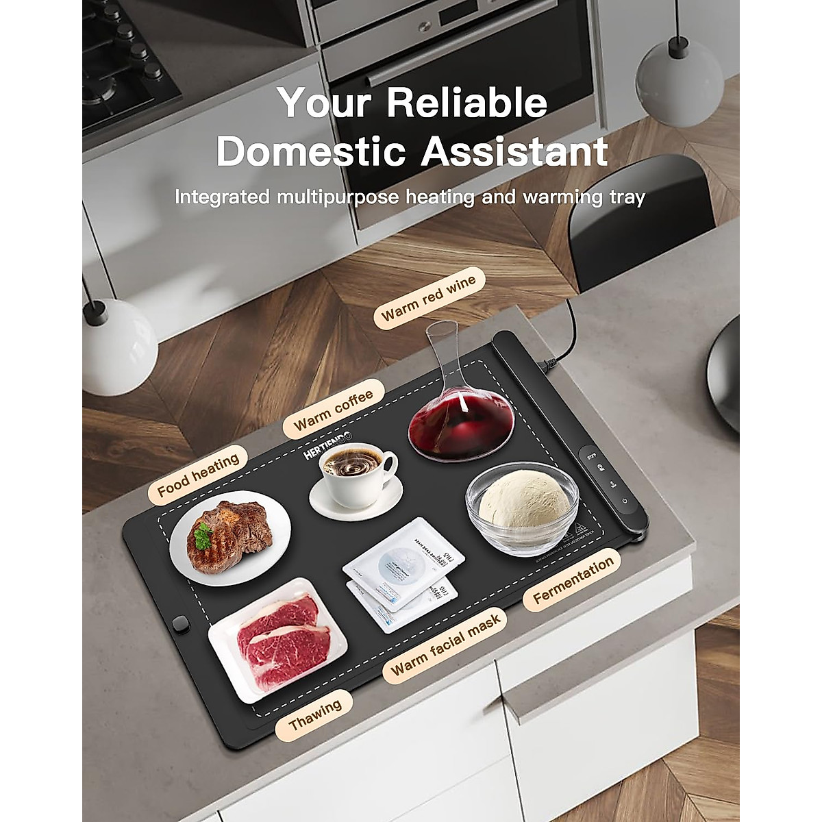 Food Warming Mat, Upgraded Graphene Full Surface Heating Foldable Heater Food Pad, Compact Silicone Materials, 6 Heat Settings, Multifunctional Food Warmers for Parties Buffet, Events, Daily Life Use