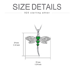 RMREWY Dragonfly Necklace 925 Sterling Silver Celtic Dragonfly Pendant Dragonfly Jewelry Birthday Gift for Women Dragonfly Lovers