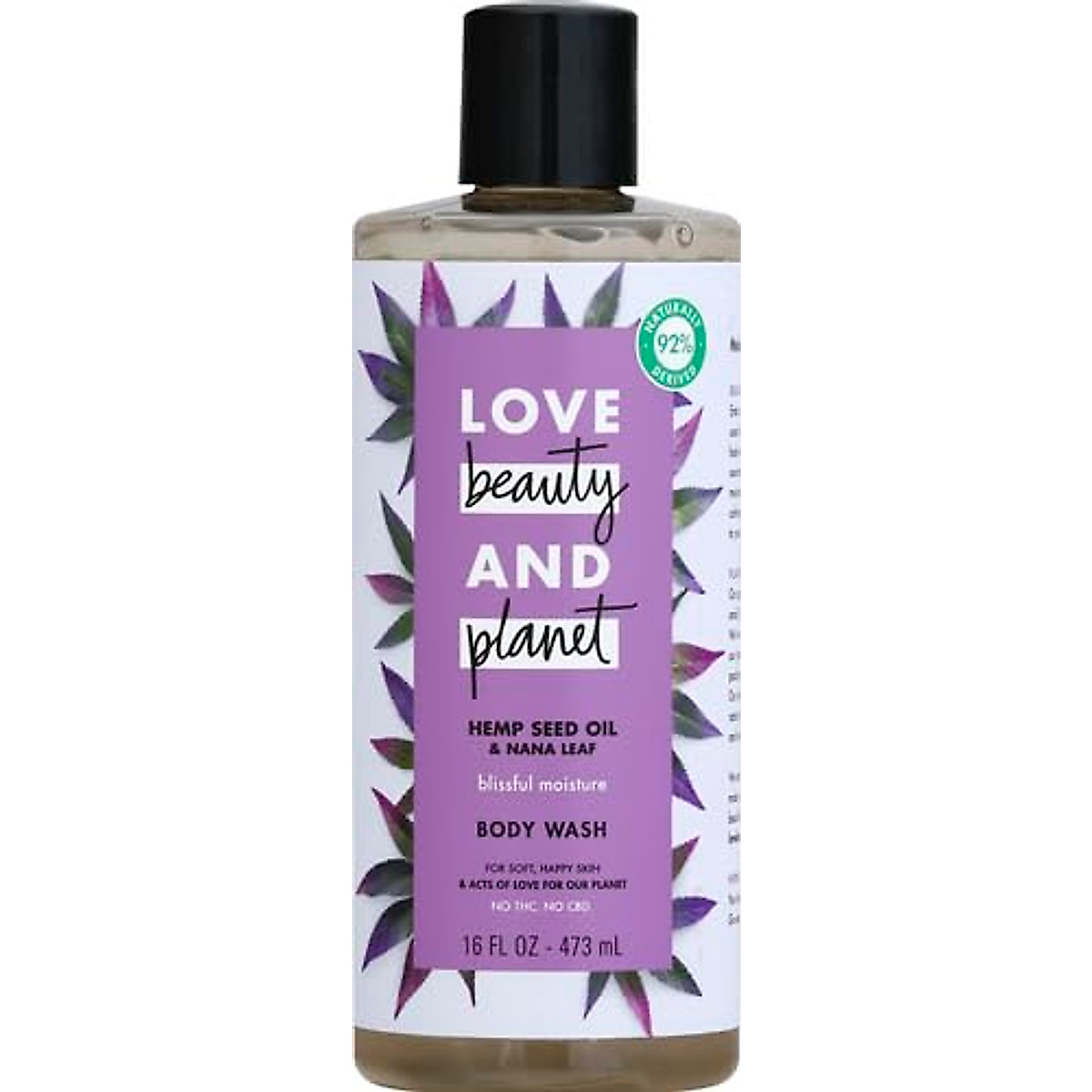 Love Beauty and Planet Body Wash Blissful Moisture for Dry Skin Hemp Seed Oil & Nana Leaf Vegan, Sulfate-free, Paraben-free, Cruelty-free 16 oz