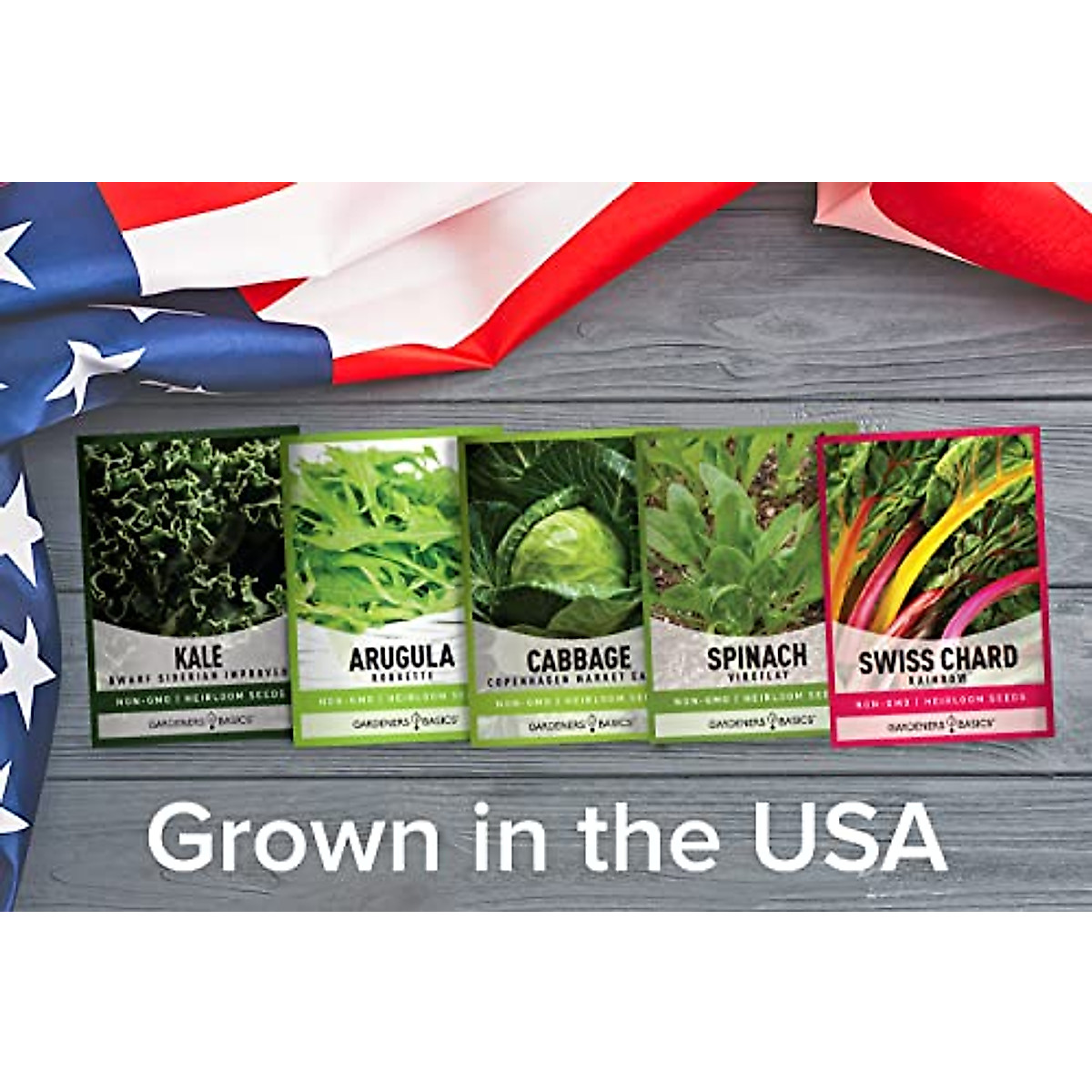 Power Greens Seeds for Planting Individual Packets 5 Variety Pack - Arugula, Spinach, Swiss Chard, Kale, Cabbage Seeds for Your Heirloom Salad, Winter, Fall and Cool Weather Garden by Gardeners Basics