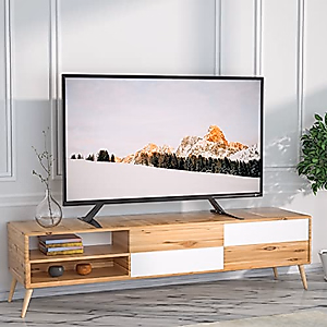 WALI Universal TV Stand Tabletop, for Most 22 to 65 inch LCD Flat Screen TV, VESA up to 800 by 500mm (TVS001), Black