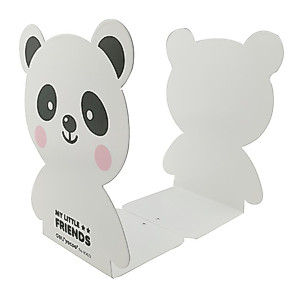Winterworm Cartoon Cute Lovely Panda Bear Pattern Nonskid Heavy Metal Office Desk Bookends for Kids Children (White)