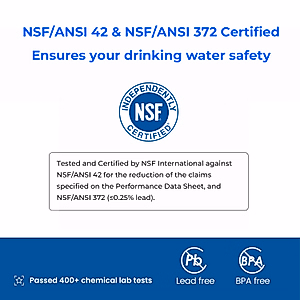 Waterdrop 200-Gallon Long-Life 10-Cup Water Filter Pitcher with 1 Filter, NSF Certified, 5X Times Lifetime, Reduces PFOA/PFOS, Chlorine, BPA Free, Blue