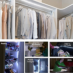 WOBANE Rechargeable Motion Sensor Strip Light, LED Closet Lights, Upgraded Battery Operated LED Strip Light for Wardrobe,Stair,Pantry,Under Counter,Cupboard,Cabinet,Bed,4000K Daylight,6.56ft,2 Pack