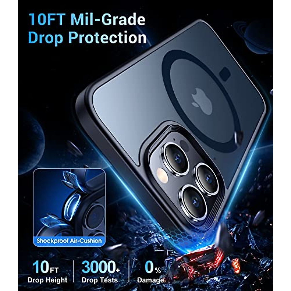 Temdan Magnetic Case for iPhone 14 Pro Max Case, [Compatible with MagSafe] [2Pcs Tempered Glass Camera Protector & Screen Protector] Slim Translucent Matte Shockproof Case for iPhone 14 ProMax Case