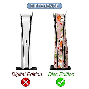 AoHanan Cute Fox Cones Berries PS5 Skin Console and Controller Accessories Cover Skins Anime Vinyl Cover Sticker Full Set for Playstation 5 Disc Edition