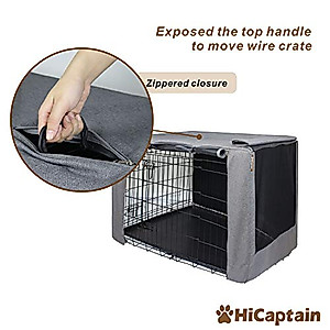 HiCaptain Folding Metal Dog Crate for Cover 42 Inch Wire Pet Cage (Black)