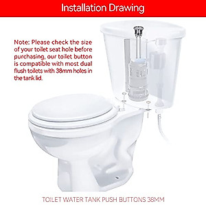 Dual Flush Toilet Kit Plastic Adjustable Top Push Button Toilet Tank Button Replacement for Most Dual Flush Toilet with 38mm Hole in the Cistern Lid