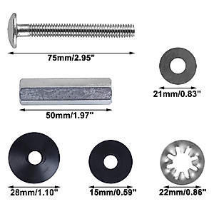 iFealClear 2 PCS Toilet Seat Bolts Kit, Universal Heavy Duty Stainless Steel With Extra Long Downlock Nuts Rubber Washers Gaskets and Easy to install -Bathroom Toilet Repair Screw