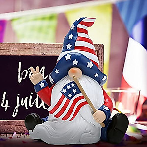 Hodao 4th of July Patriotic Gnomes Decorations Stars and Stripes Elf Gifts Handmade Scandinavian Figurines for Home Memorial Day Gnomes Decorations Independence Day Ornaments Decor(Blue)