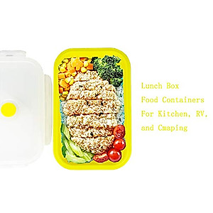 CCyanzi Set of 3 Yellow Collapsible Food Containers Collapsible Camping Bowl Silicone Storage Containers, Safe to Microwave and Freezer, 800ml