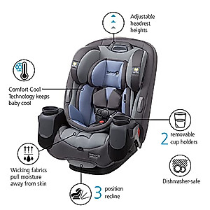 Safety 1st Grow and Go Comfort Cool All-in-One Convertible Car Seat, Rear-Facing 5-50 lbs, Forward-Facing 22-65 lbs, and Belt-Positioning Booster 40-100 lbs, Tide Pool