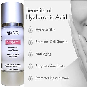 Hyaluronic Acid Protein Skin Serum Plumping Hydrating Cosmetology Professional Grade 2 Fl Oz. By ALKA VITA