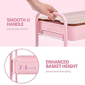 TOOLF 3-Tier Rolling Cart, Metal Utility Cart with Detachable Tray Top, Storage Craft Art Cart Trolley Organizer Serving Cart Easy Assembly for Office, Bathroom, Kitchen, Kids' Room, Classroom