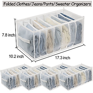 4PCS Wardrobe Clothes Organizer Extra Large 17.3-Inch Closet Organizer Drawer Organizers for Clothing Foldable Clothes Organizer Clothing Storage for Folded Clothes Jeans Sweaters Sheet T Shirts