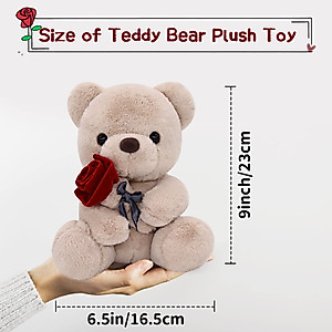 LSYDCARM Teddy Bears Stuffed Animals with Rose, 9Inch Valentines Day Bear, Valentines Day Gift for Girlfriend or a Gift for Children on Holiday, Romantic Night Kawaii Bear Plush, Anniversary