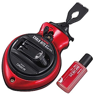 TAJIMA Chalk Line - Chalk-Rite II Chalk Box with Extra Bold 1mm Snap Line & Five Gear Quick Retrieval - CR201R-PR