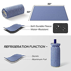 DHAEE Wicker Picnic Basket Set for 4 Person with Cooler Compartment and Waterproof Picnic Blanket,Removable Strap,Wine Bag,Cutlery Set,for Camping,Day Travel,Beach,Hiking,BBQ and Family/Couples Gifts