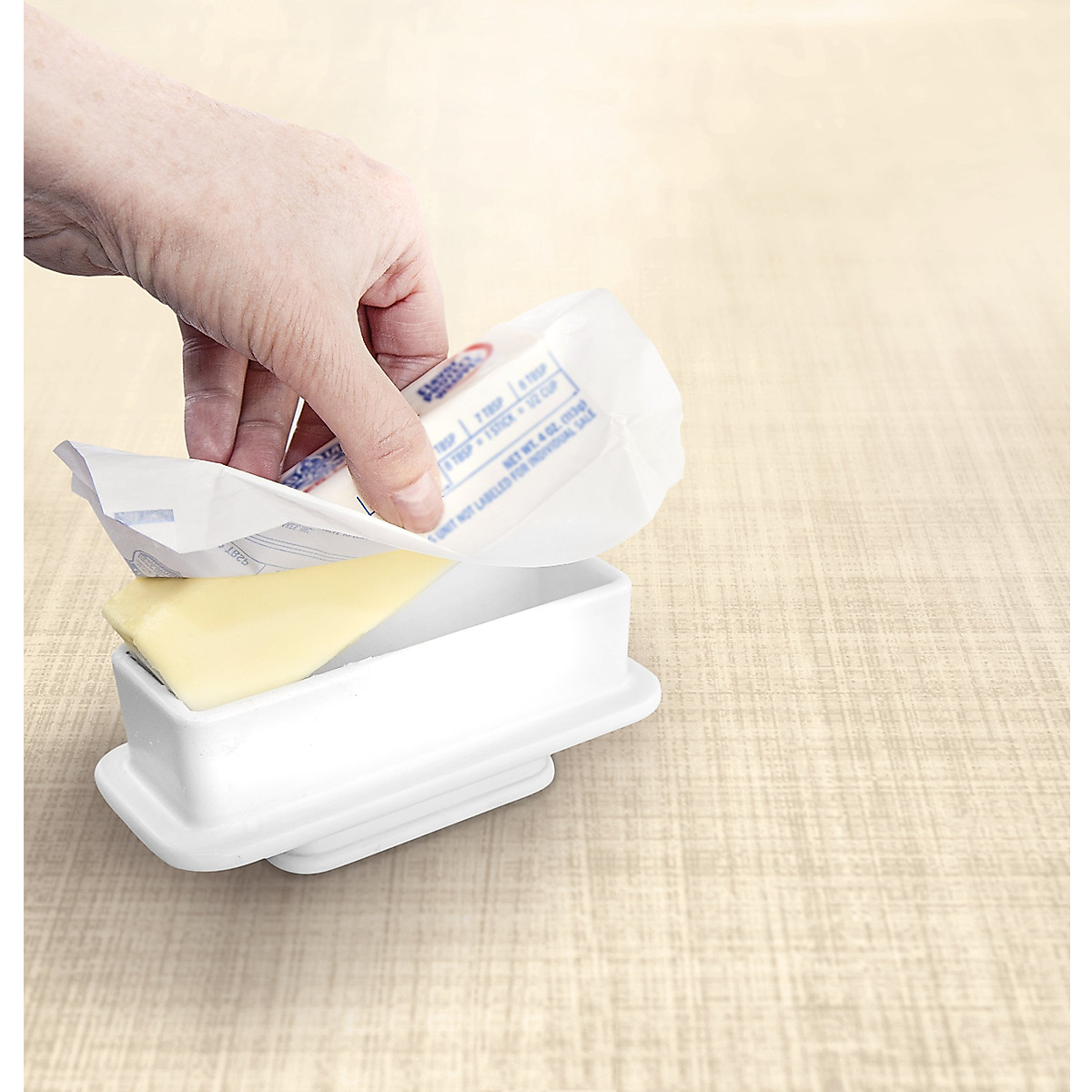 Talisman Designs Ceramic Butter Keeper, 6.25x3.25 inches, White