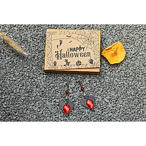 RareLove Vintage Lolita Red Rhinestone Heart Dangle Earrings