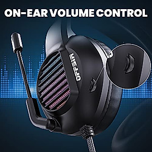 OFFSIR Gaming Headset with Microphone for PS4 PS5 Xbox One PC, Gaming Headphones with RGB Light, Noise Canceling Mic, Bass Surround Sound Headsets for Playstation Xbox 1 Nintendo Switch Laptop Mac