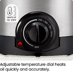 Chefman Fry Guy Deep Fryer with Removable Basket, Easy-to-Clean Non-Stick Coating and Cool-to-Touch Exterior, Adjustable Temperature Control, 4.2 Cup/ 1 Liter Capacity, Stainless Steel