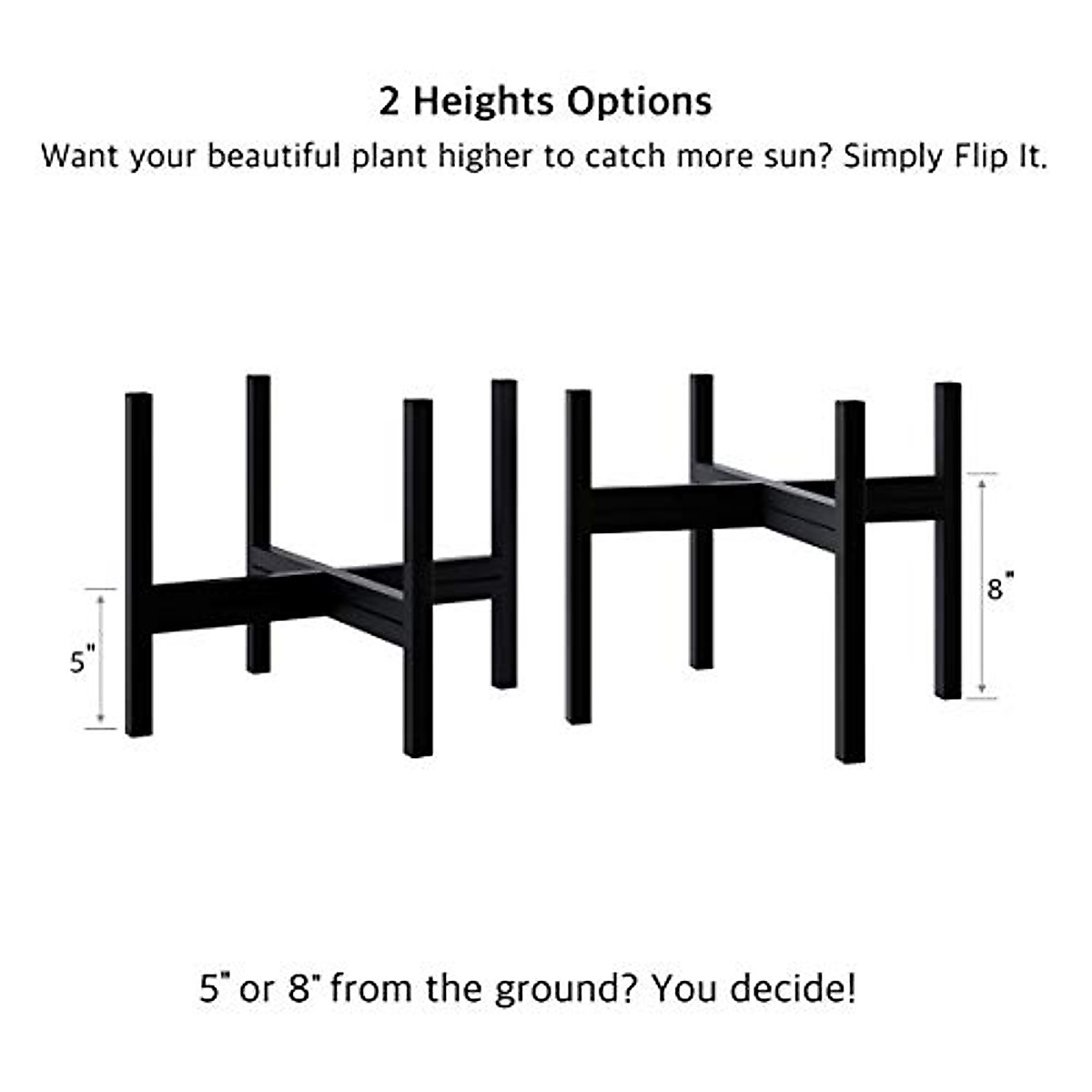 FaithLand Mid Century Plant Stand Indoor Outdoor(Plant Pot Not Included), Hold Up to 14 Inch Planter, Metal Planter Stand, Potted Plant Holder, Black - Fits Snake Plant - Upgraded Design